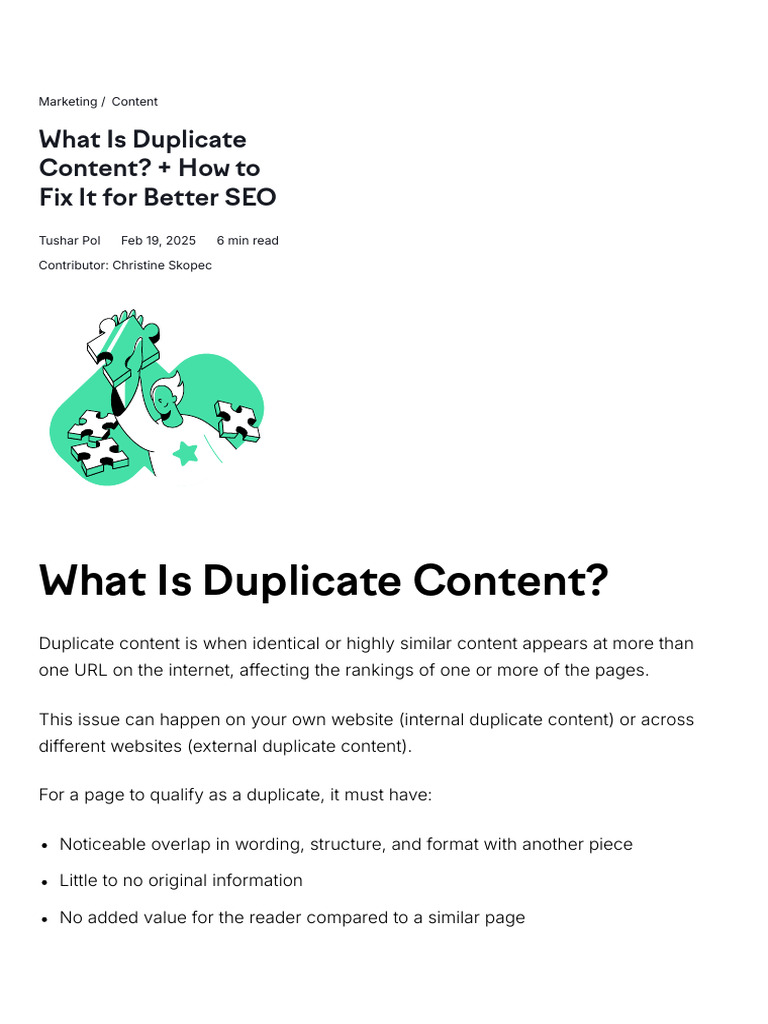 Fix Duplicate Content | PDF | Search Engine Optimization | Information ...