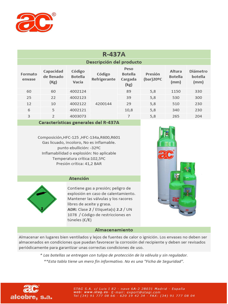 Informacion Gas Refrigerante R437A | PDF | Refrigerante | Física ...