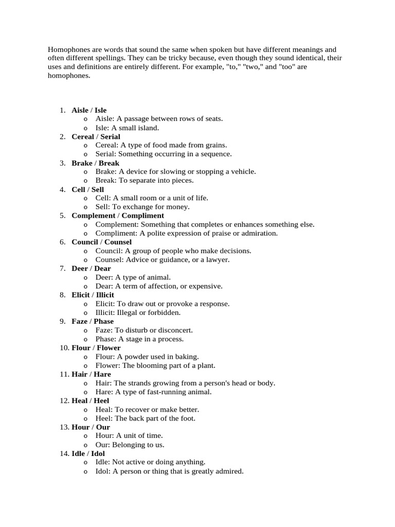Understanding Homophones and Homonyms | PDF | Verb | Bow And Arrow