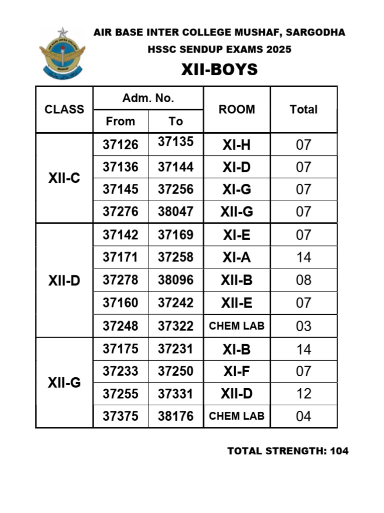 Boys Sitting Plan 15-12-25 | PDF