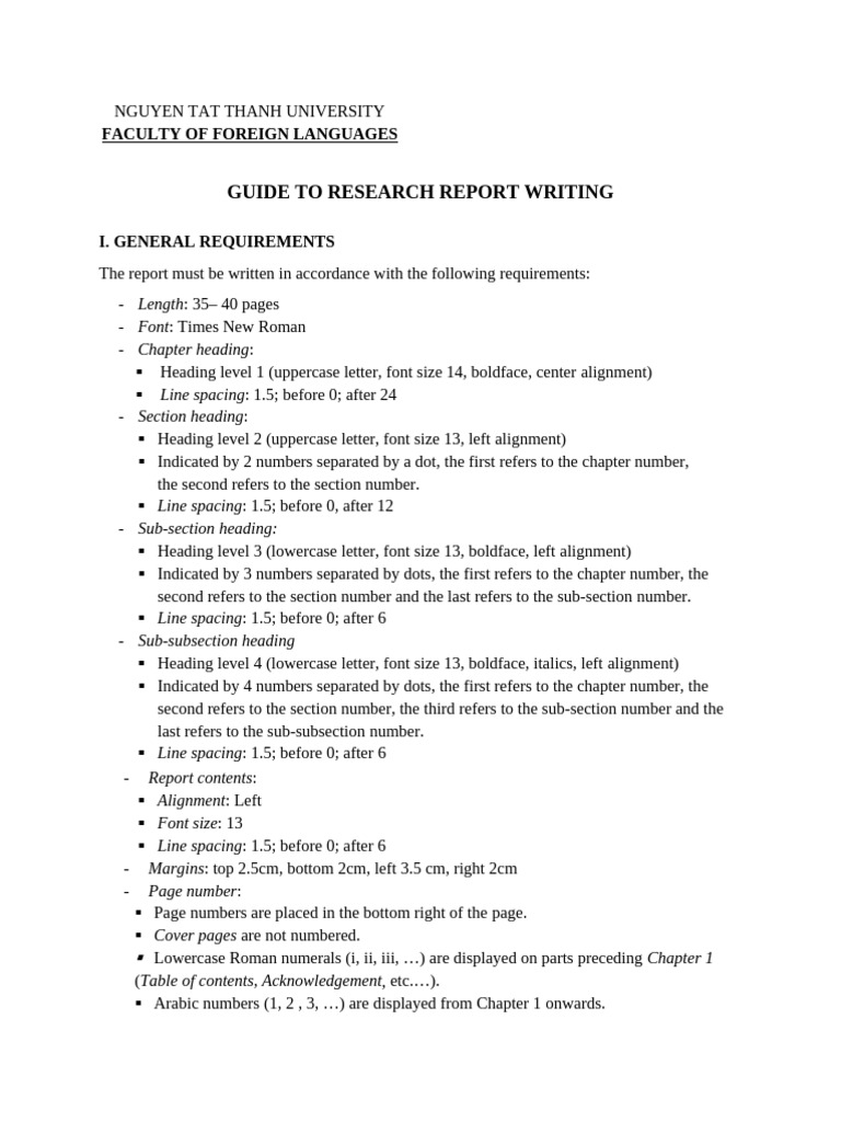 Report Writing Guidance | PDF | Letter Case | Table Of Contents