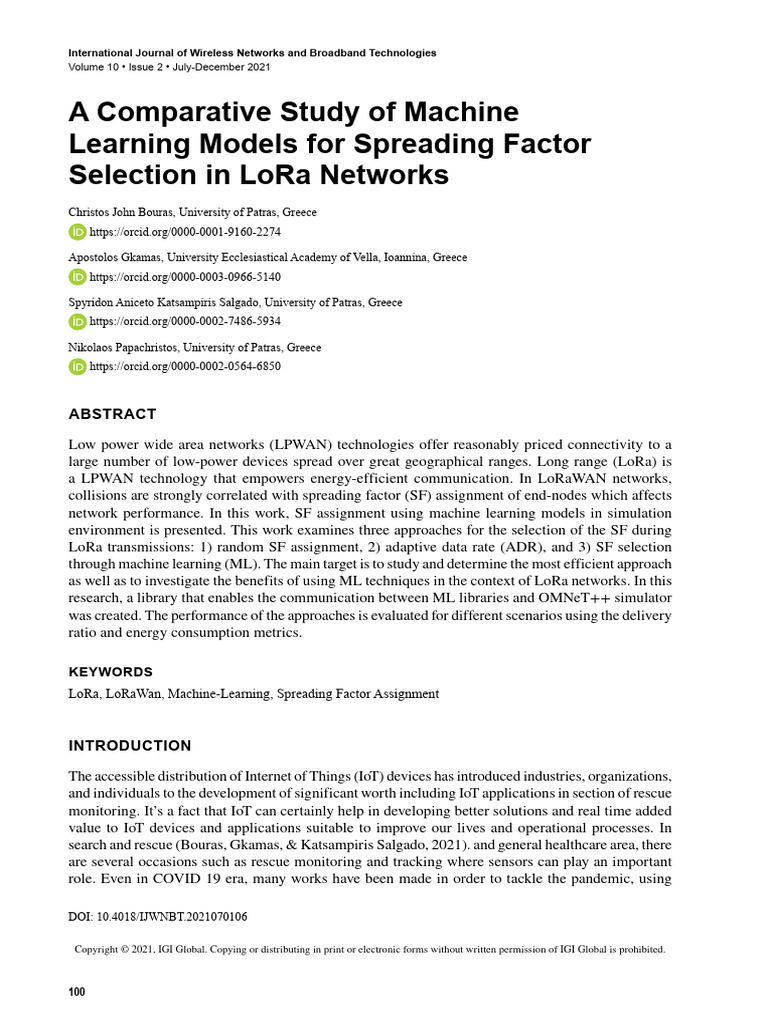 A Comparative Study of Machine Learning Models for Spreading Factor ...