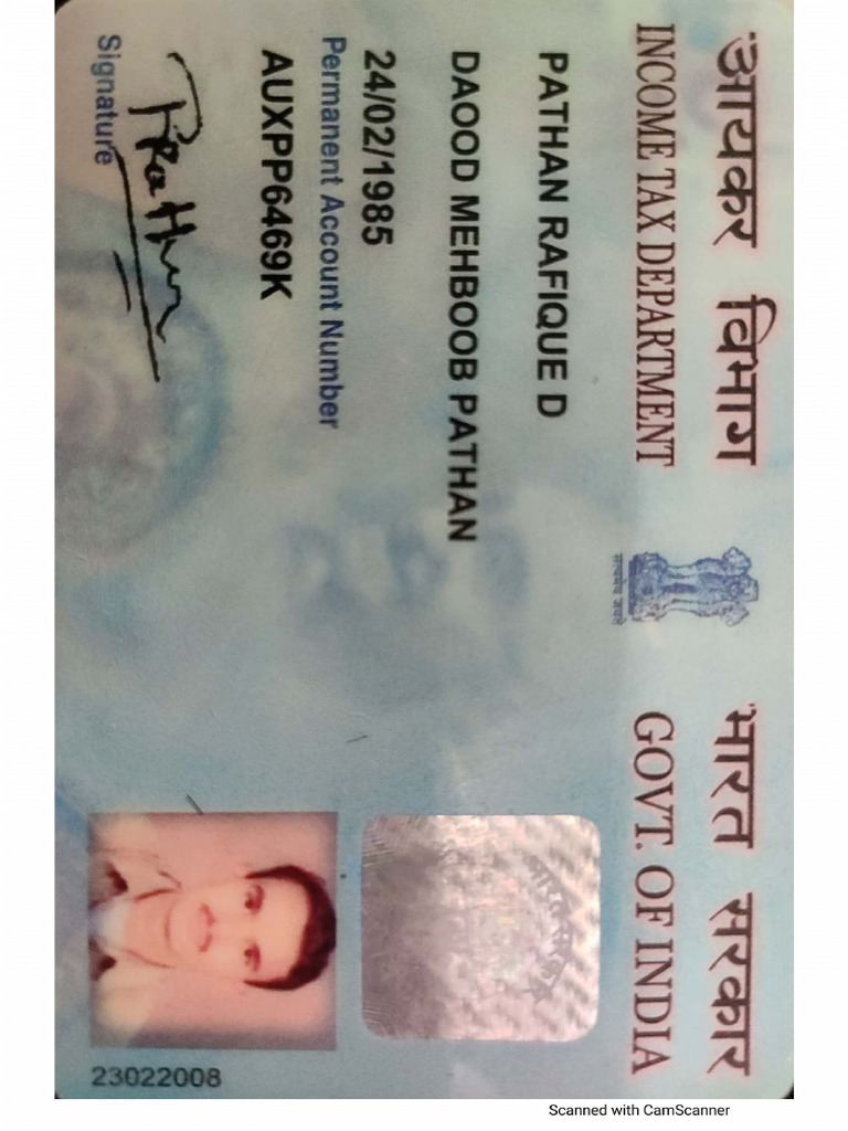 R D Pathan PAN Card | PDF