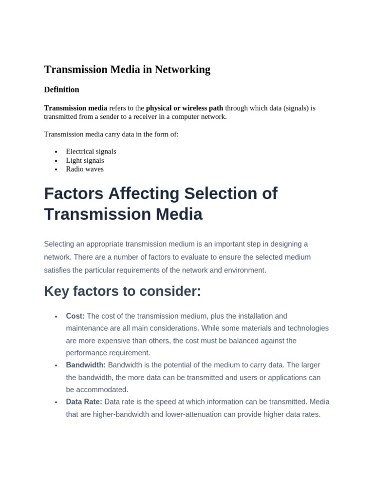 Understanding Transmission Media in Networking | PDF | Transmission ...