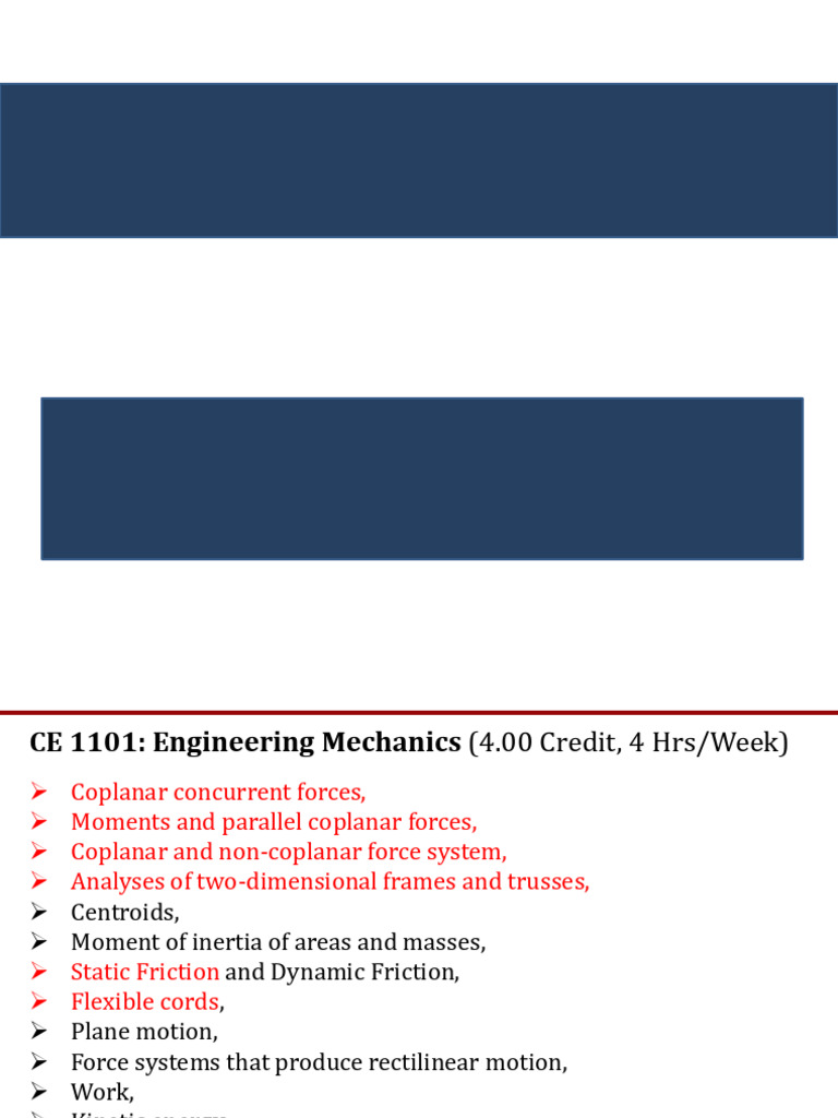 Engineering Mechanics Course Overview | PDF | Force | Weight