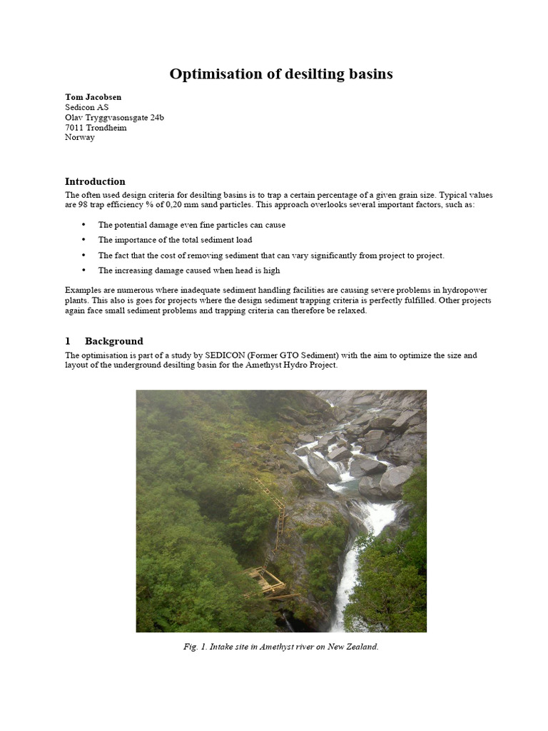 Desilting Basin Optimization for Hydropower | PDF | Sediment | River