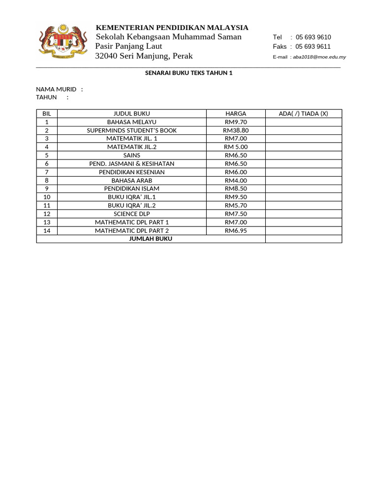 List Buku Teks Ada Harga 2023 | PDF