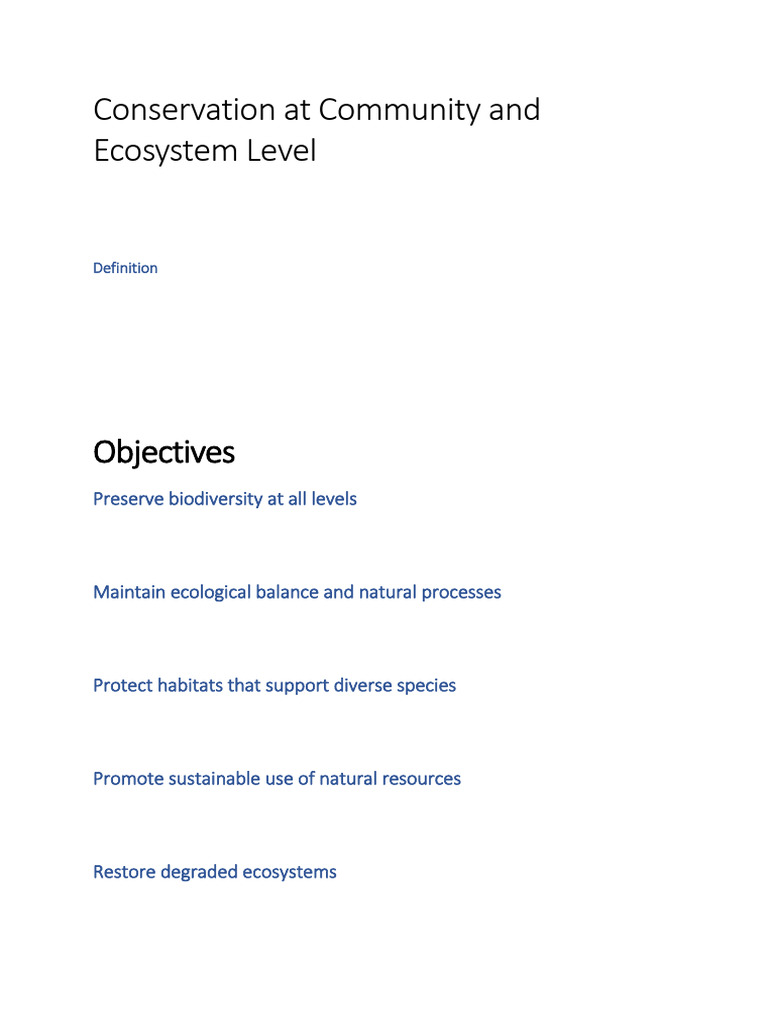 Conservation at Community and Ecosystem Level | PDF | Conservation ...