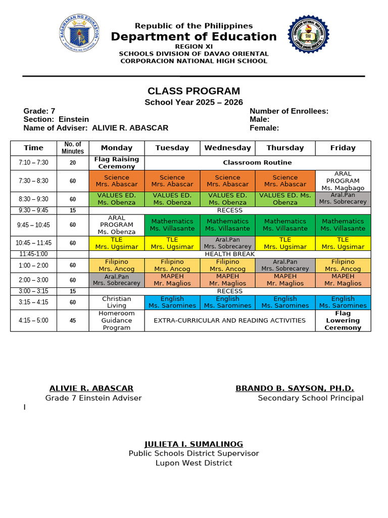 CLASS-PROGRAM-25-26 (1) | PDF