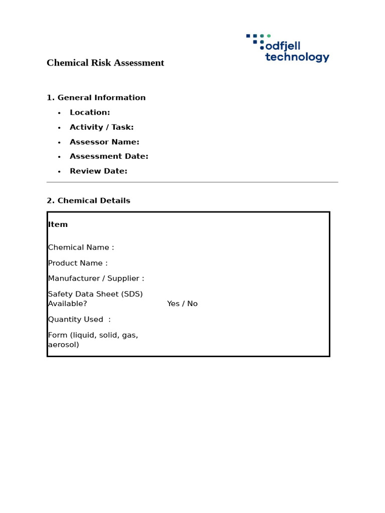 Chemical Risk Assessment Template | PDF | Working Conditions | Safety