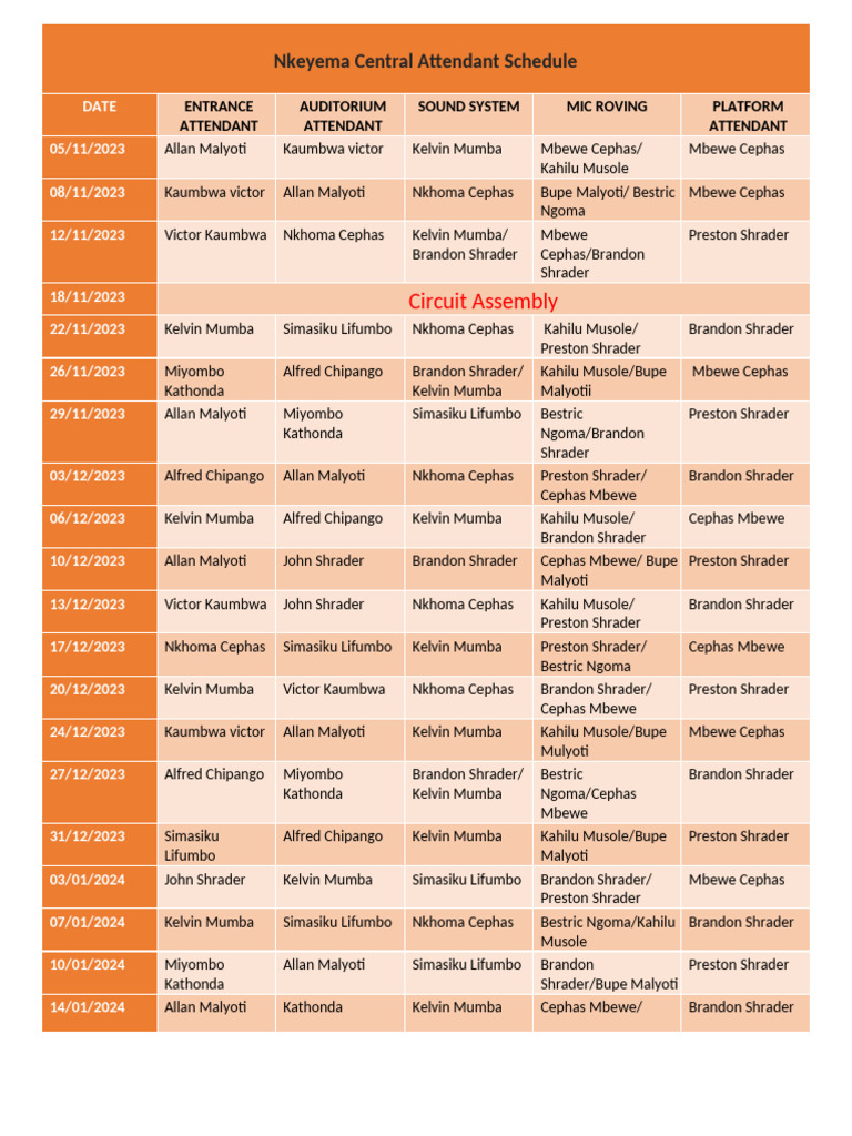 Attendant Schedule (2)[1] | PDF