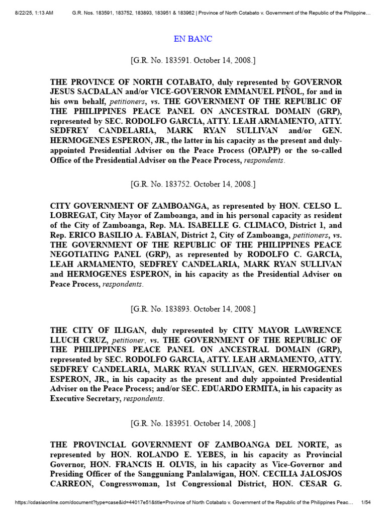 G.R. Nos. 183591, 183752, 183893, 183951 & 183962 _ Province of North ...