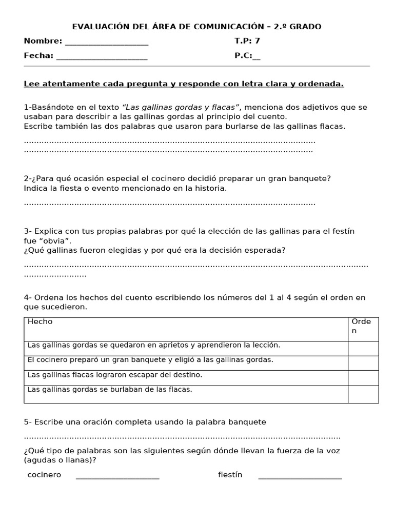 Prueba de comunicación | PDF