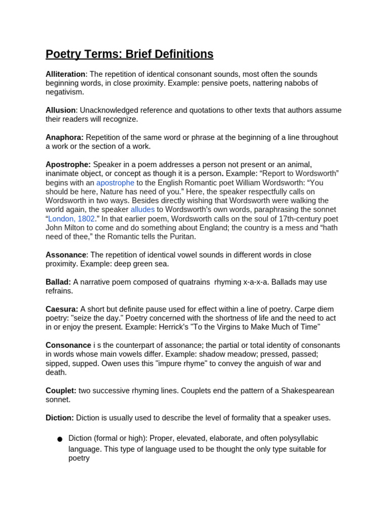 Poetry Terms GCSE | PDF | Poetry | Rhyme