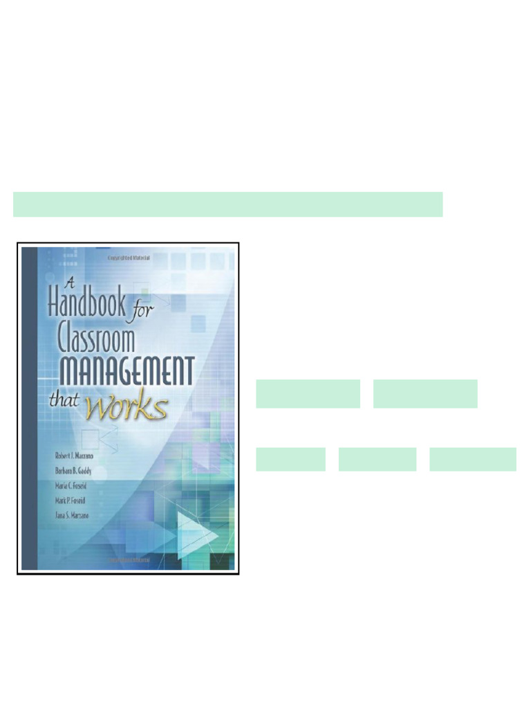Handbook for Classroom Management That Works 1st Edition Robert J ...