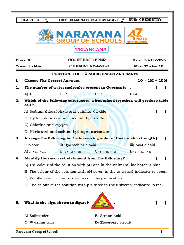 02 Ts x Co- Ftb&Topper Chemistry Gst-1 Qp-13!11!2025 | PDF | Acid ...