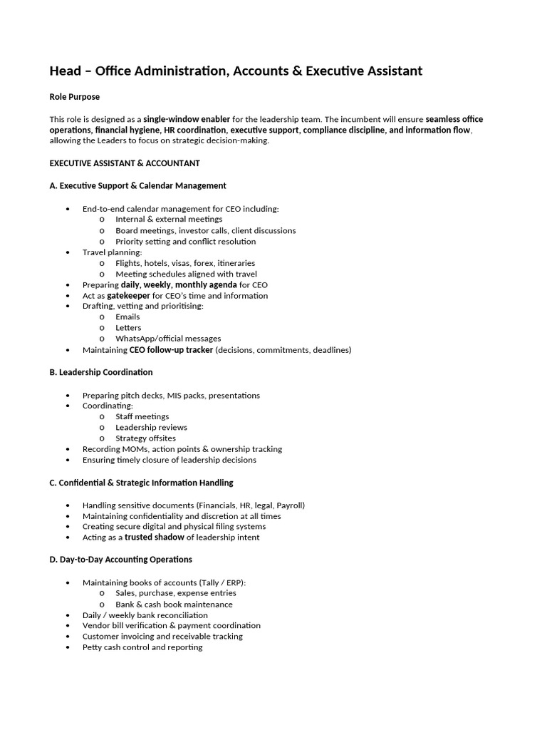 Head Accounts & Admin | PDF | Payroll | Accounts Payable