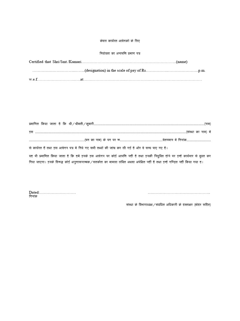 NOC Format | PDF