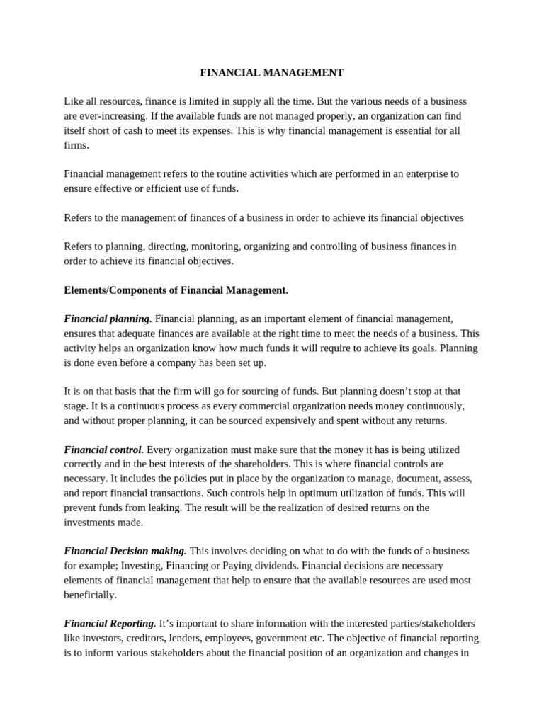 Financial Management | PDF | Debits And Credits | Income Statement