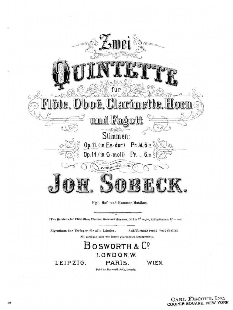 Sobeck Quintet Op 11 | PDF