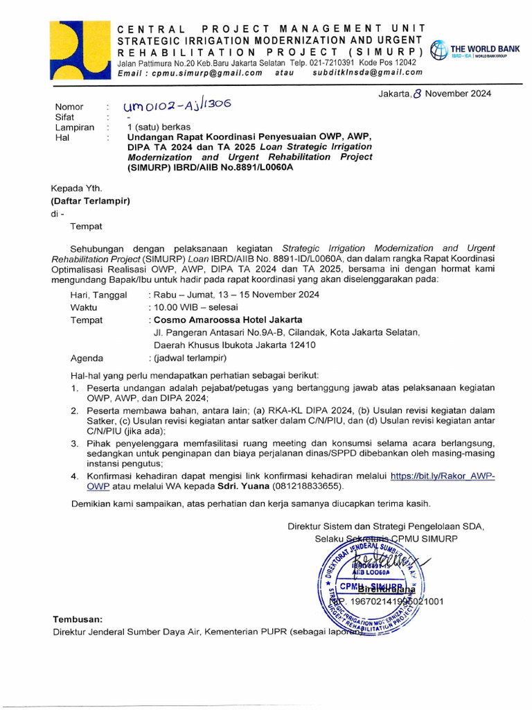 Undangan Rapat SIMURP 2024-2025 | PDF