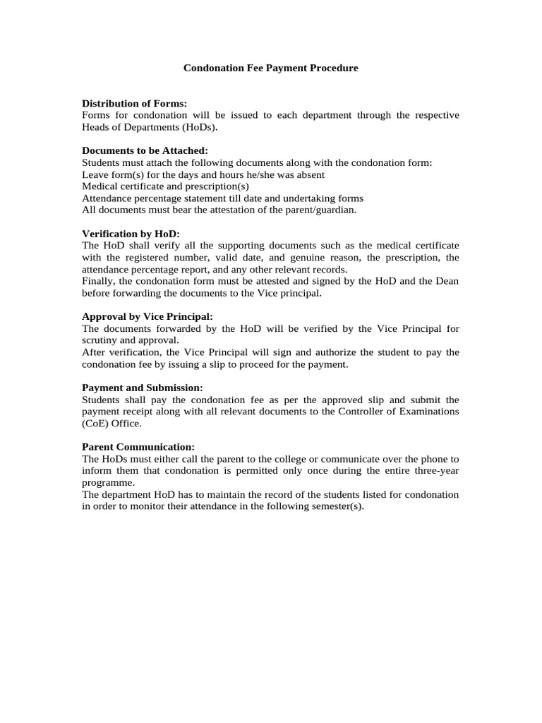 Condonation Fee Payment Process Guide | PDF