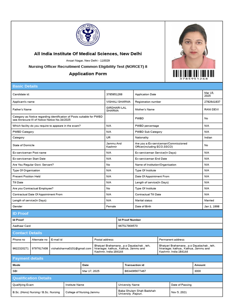 Vishali Sharma Norcet 8 | PDF