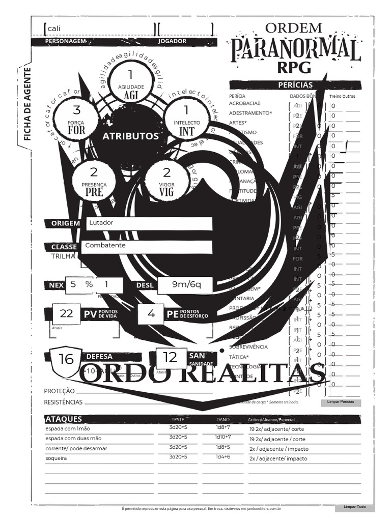 Ficha de Personagem para RPG | PDF