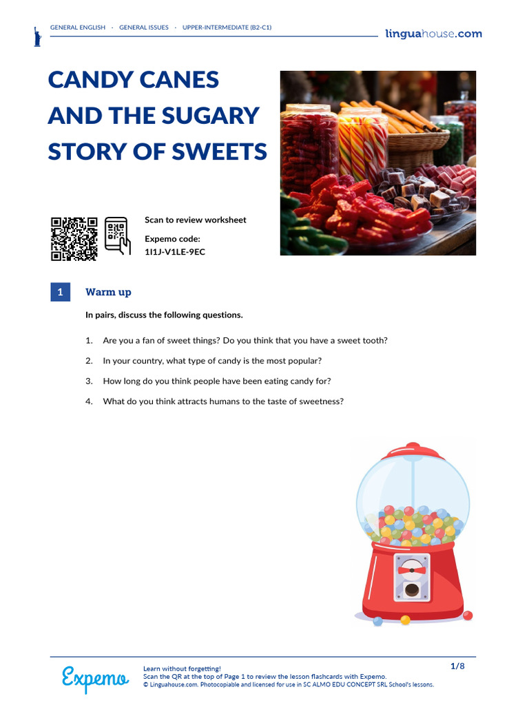 Candy Canes and the Sugary Story of Sweets American English Teacher B2 ...