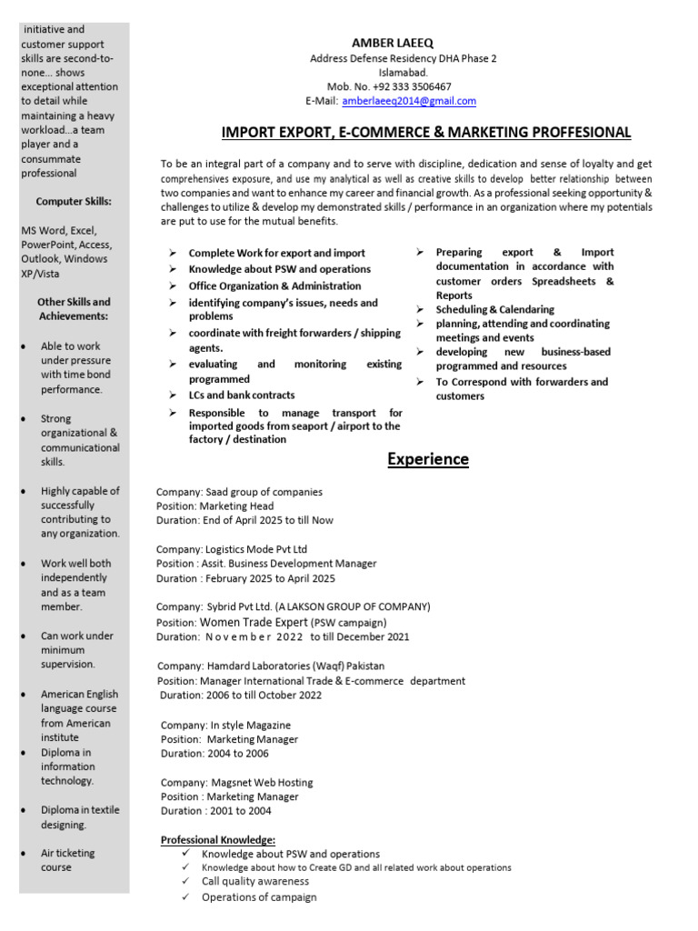 amber cv | PDF | Economies | Business
