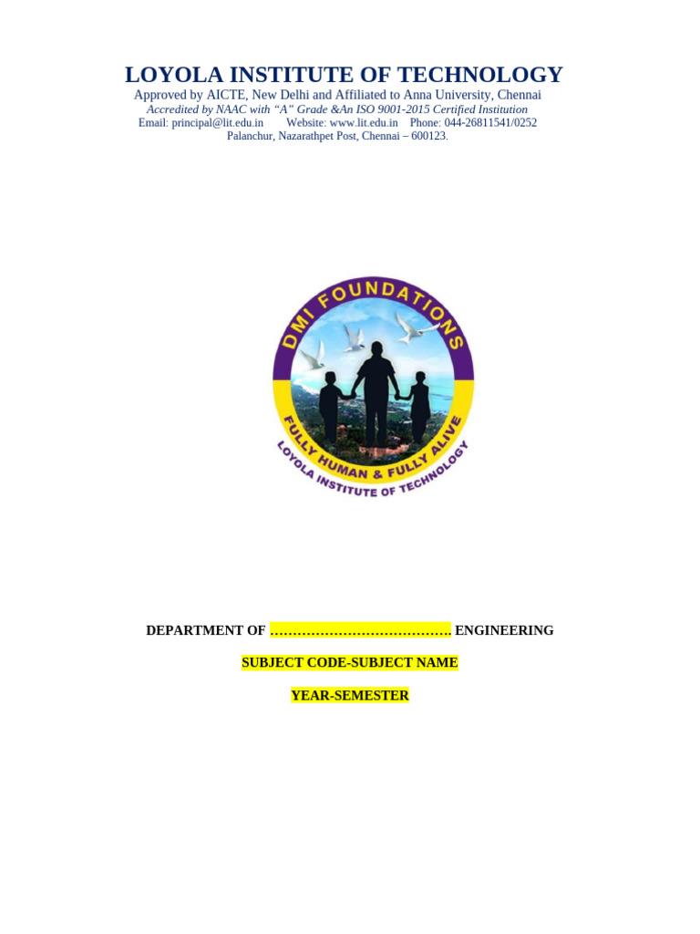 Course File Cover Page | PDF