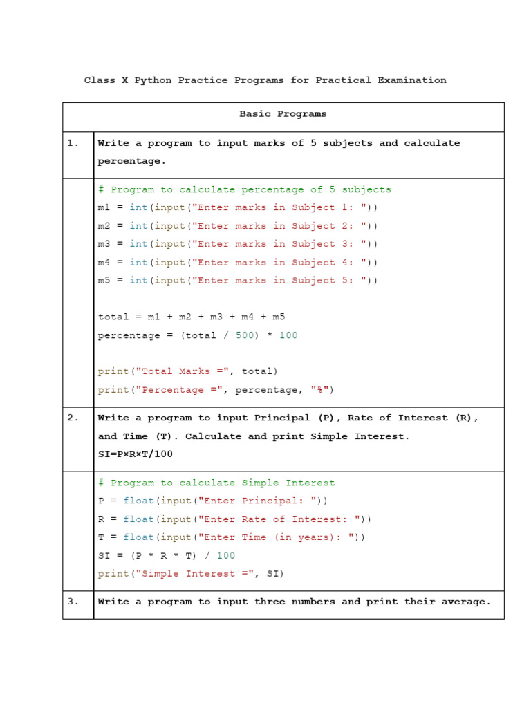 Practice Programs for Practical Examination Copy | PDF | Body Mass ...