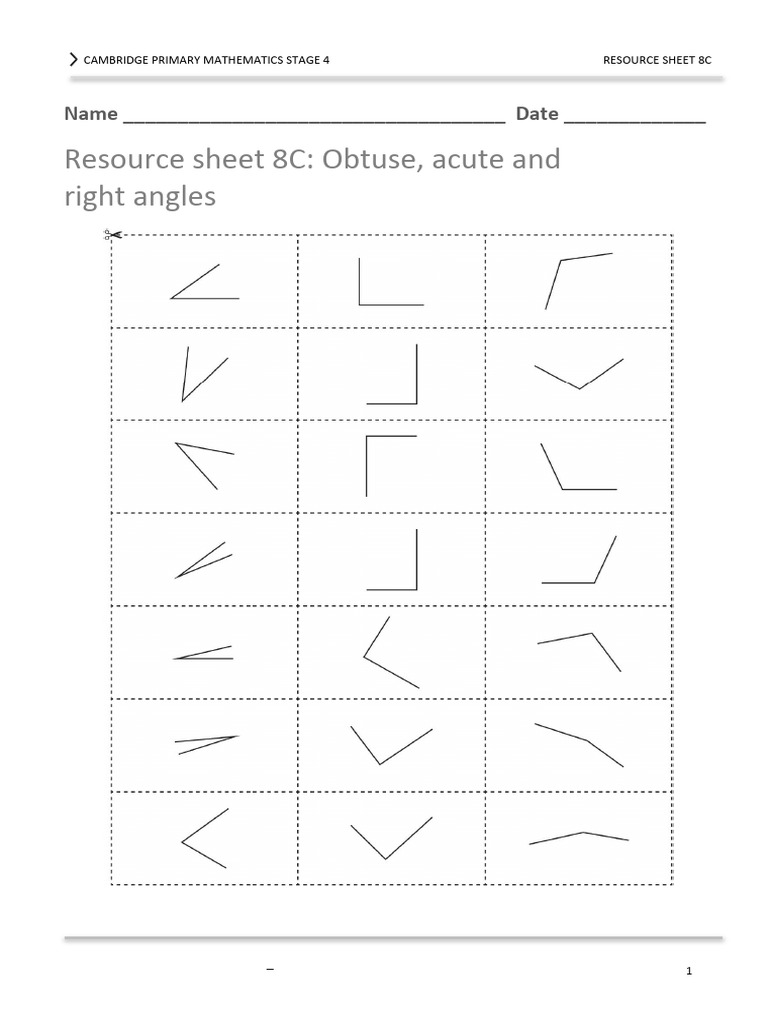 Angles: Acute, Obtuse, Right Guide | PDF