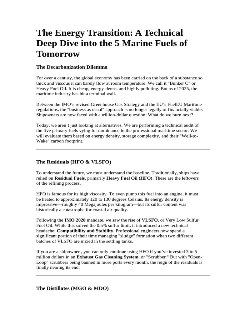 Future Marine Fuels: A Technical Analysis | PDF | Fuel Oil | Liquefied ...