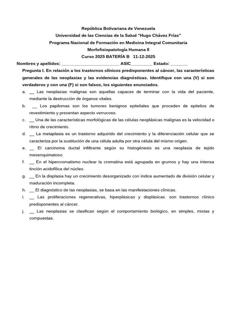 Examen. Rep. MFPH II, Bat B. Jueves 11. 9.00 Am.rar | PDF | Cáncer ...