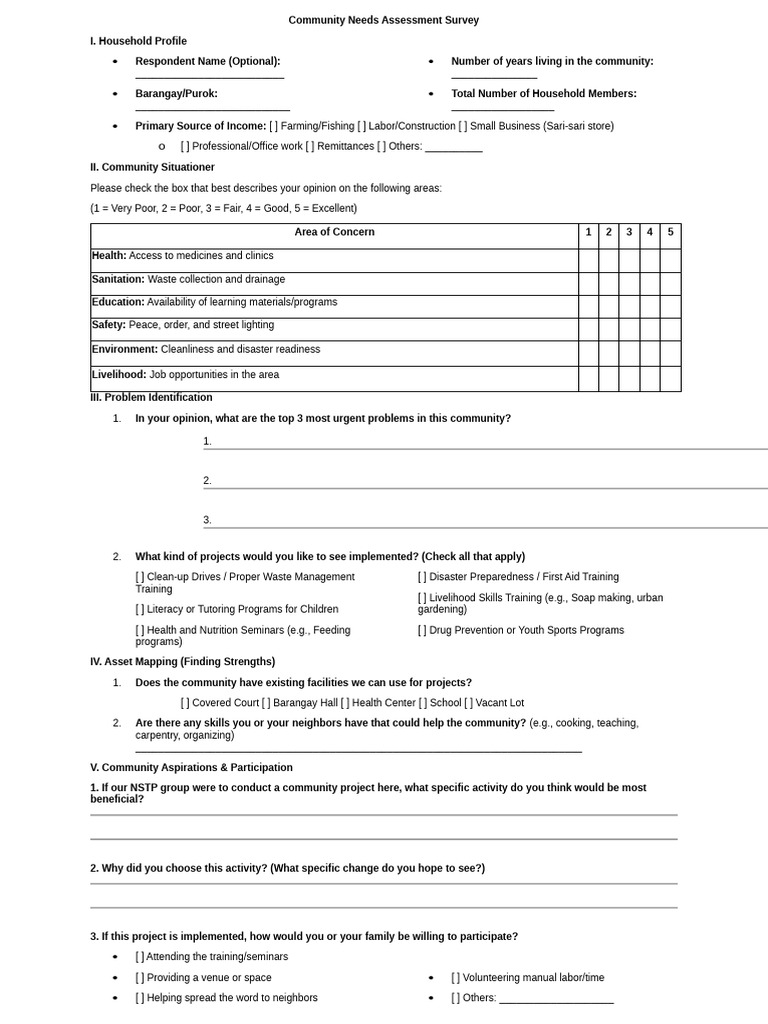 Community-Needs-Assessment-Survey | PDF | Community