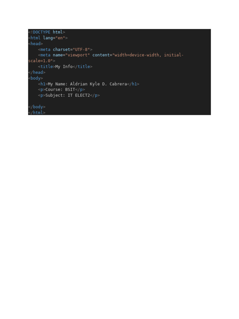Aldrian Cabrera's IT Course Info | PDF