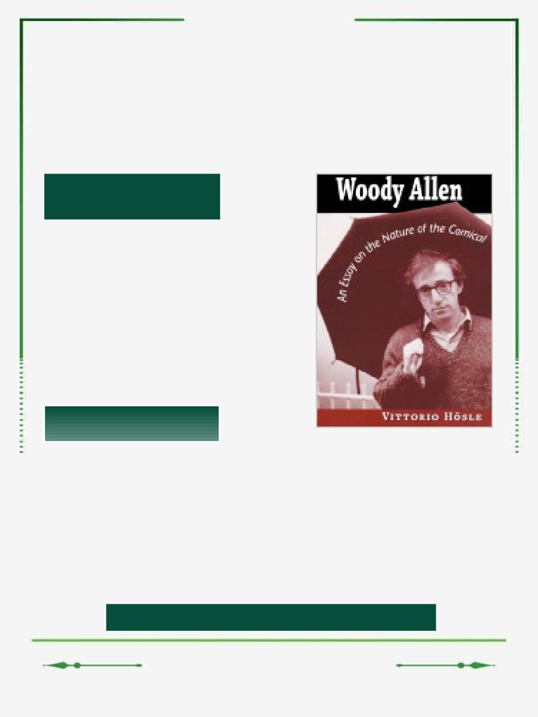 Woody Allen An Essay on the Nature of the Comical 1st Edition Hosle ...