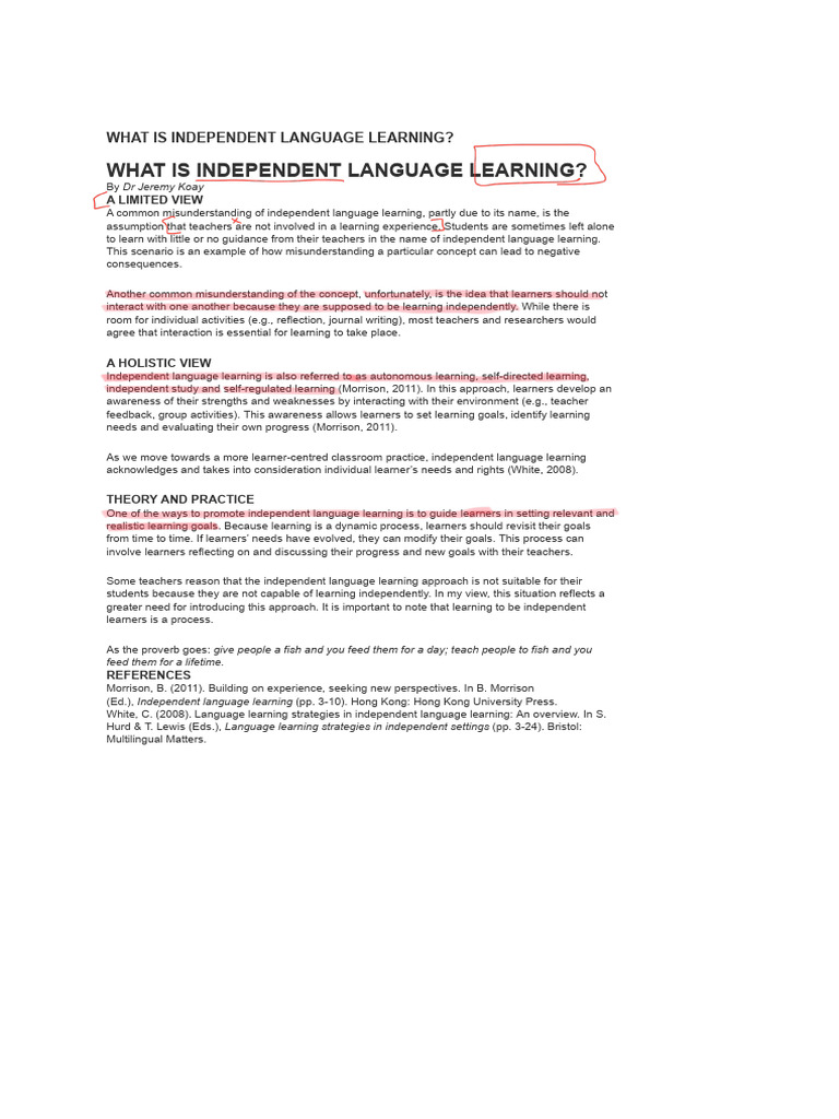 Understanding Independent Language Learning | PDF | Learning | Language ...