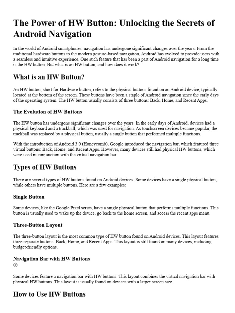 Understanding Android HW Buttons | PDF | Android (Operating System ...