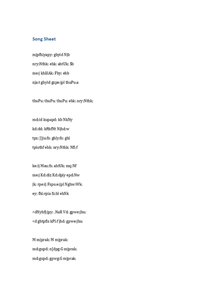 Song Sheet | PDF