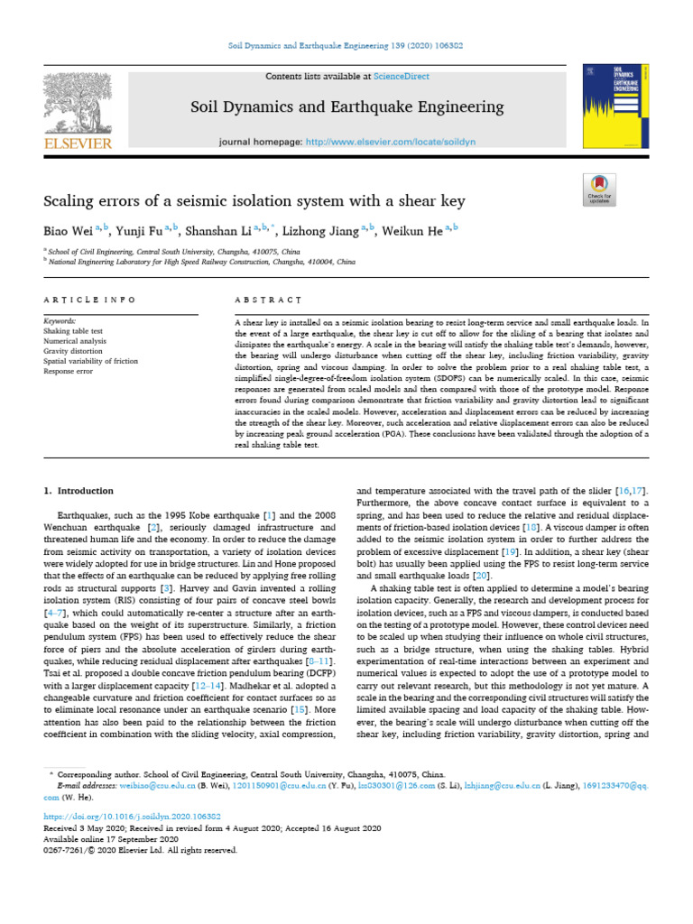 9. Scaling Errors of a Seismic Isolation System With a Shear Key | PDF ...