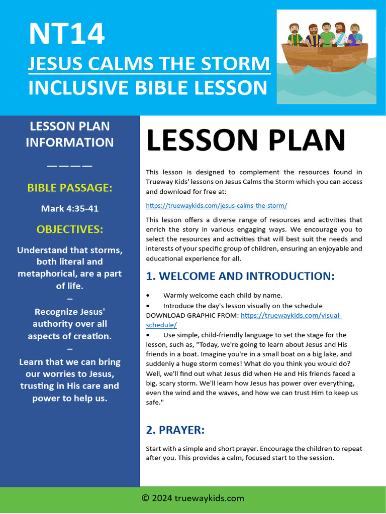 Jesus Calms the Storm Lesson Plan | PDF | Copyright | Jesus