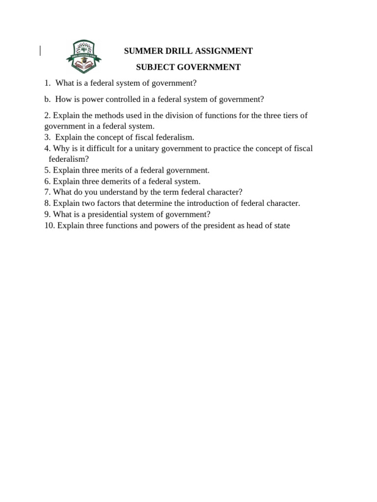 Summer Lesson Government Assignment | PDF