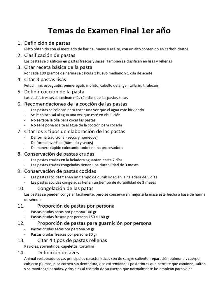 Temas de Examen Final 1er año preguntas y respuesta examen final | PDF ...