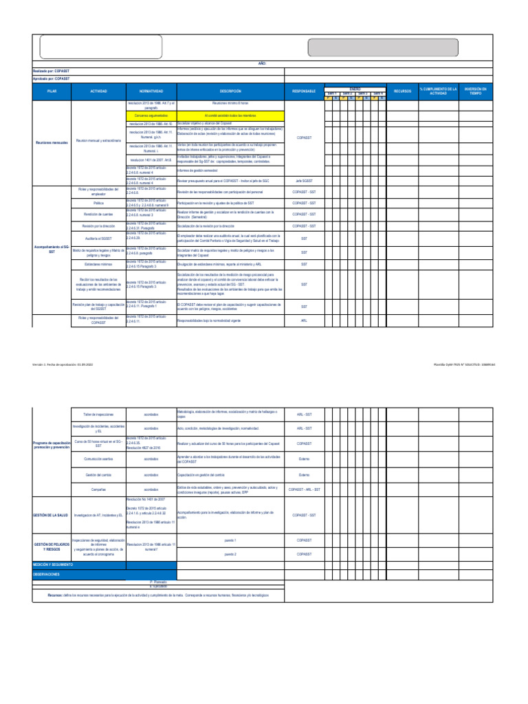 Plan de Trabajo COPASST 2022 | PDF