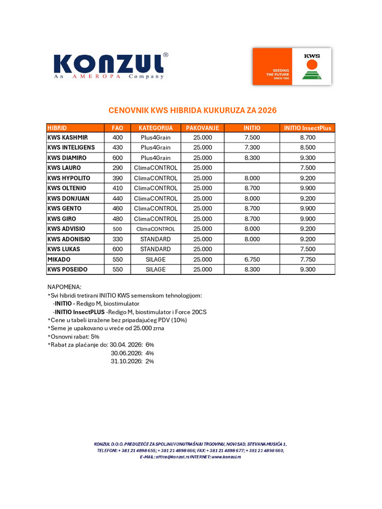 Cenovnik KWS Hibrida Kukuruza 2026_022f163e 0407 4597 8834 Ff87a6bebb28 ...