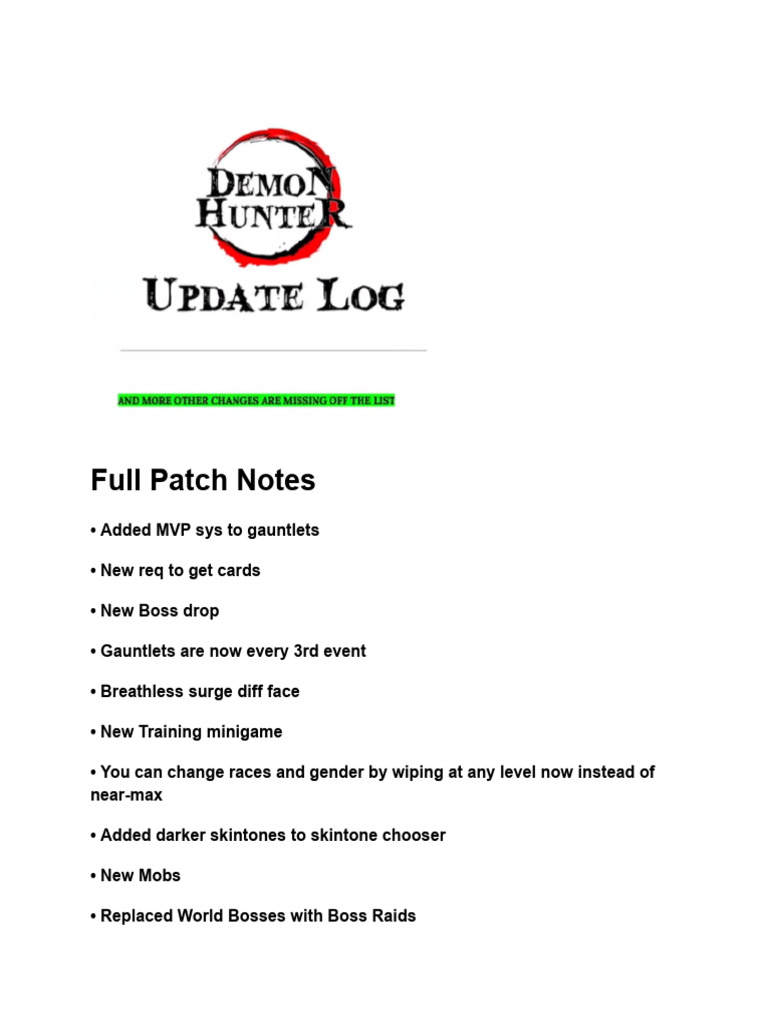 Full Patch Notes | PDF