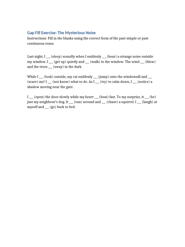 Past Tense Gap Fill Exercise | PDF
