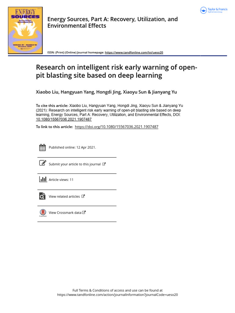 Research on intelligent risk early warning of open pit blasting site ...